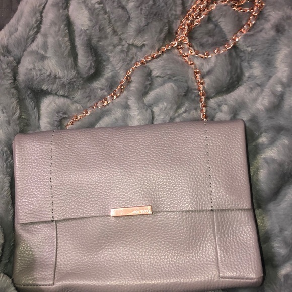 Ted Baker | Bags | Ted Baker Gray Pebbled Leather Rose Gold And Leather ...